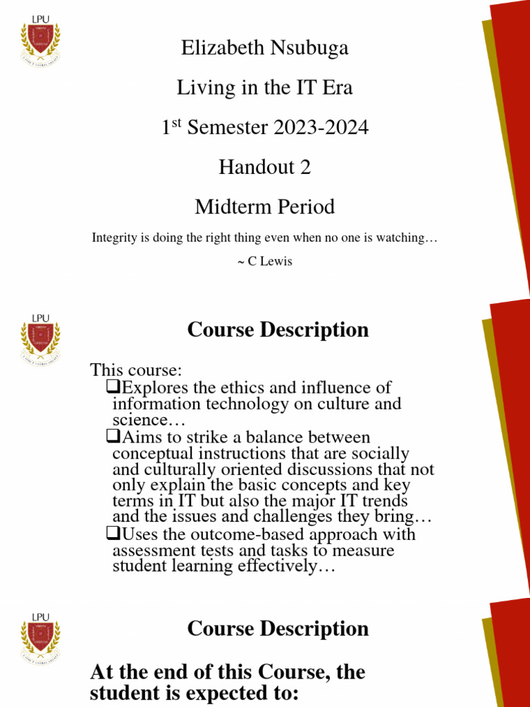 2 Handout 2M LVTN01E 1st 2324 | PDF | Computing | Computer Science