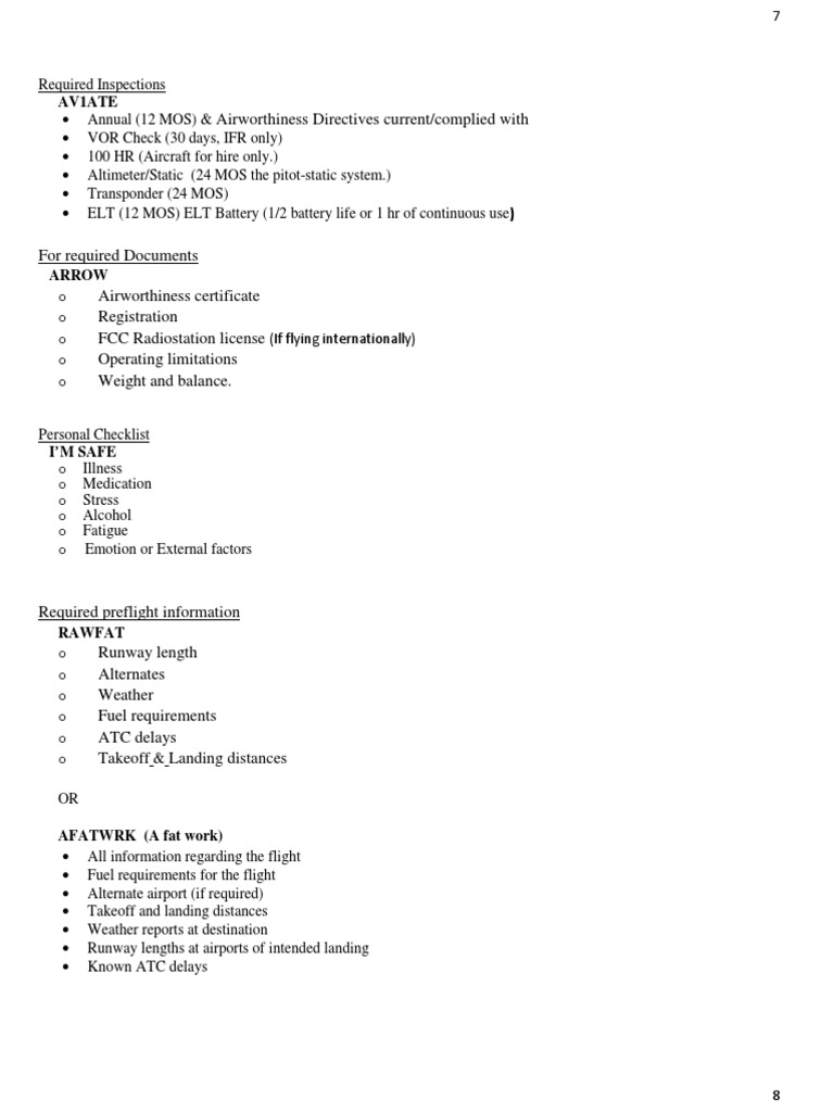 IFR N VFR Mnemonics | PDF | Instrument Flight Rules | Visual Flight Rules