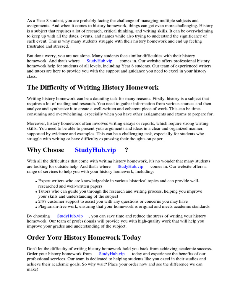 Year 8 History Homework Help | PDF | Homework | Creativity