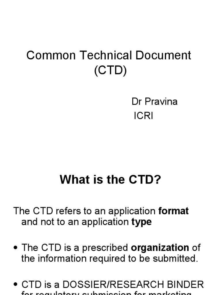 What is CTD | Pharmacology | Pharmaceutical