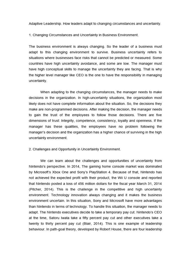 Adaptive Leadership | PDF | Nintendo | Leadership