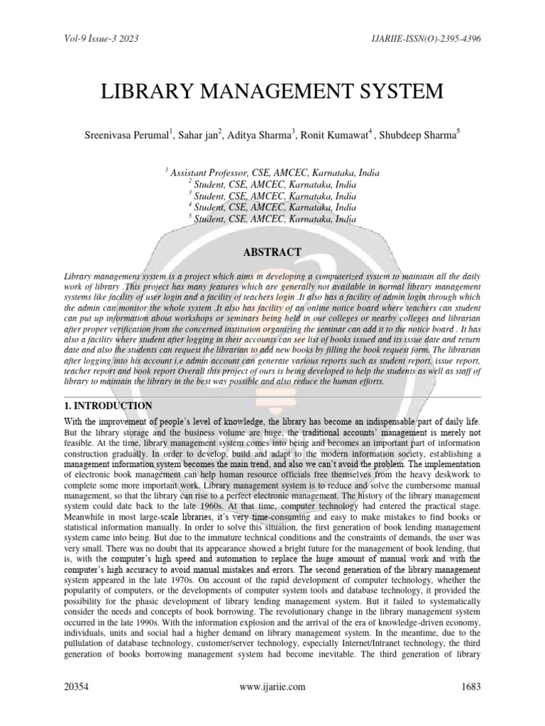 Library Managment System Ijariie20354 | PDF | Conceptual Model | Databases