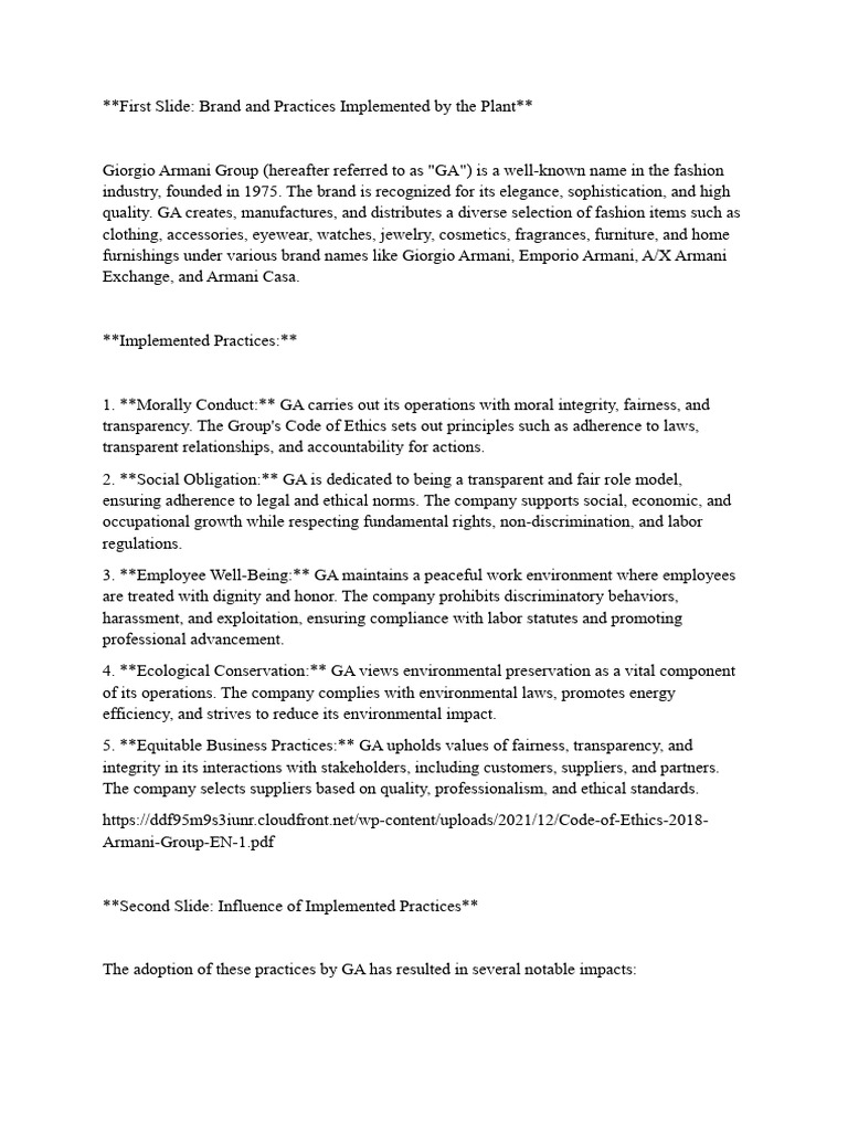 Armani | PDF | Corporate Social Responsibility | Brand