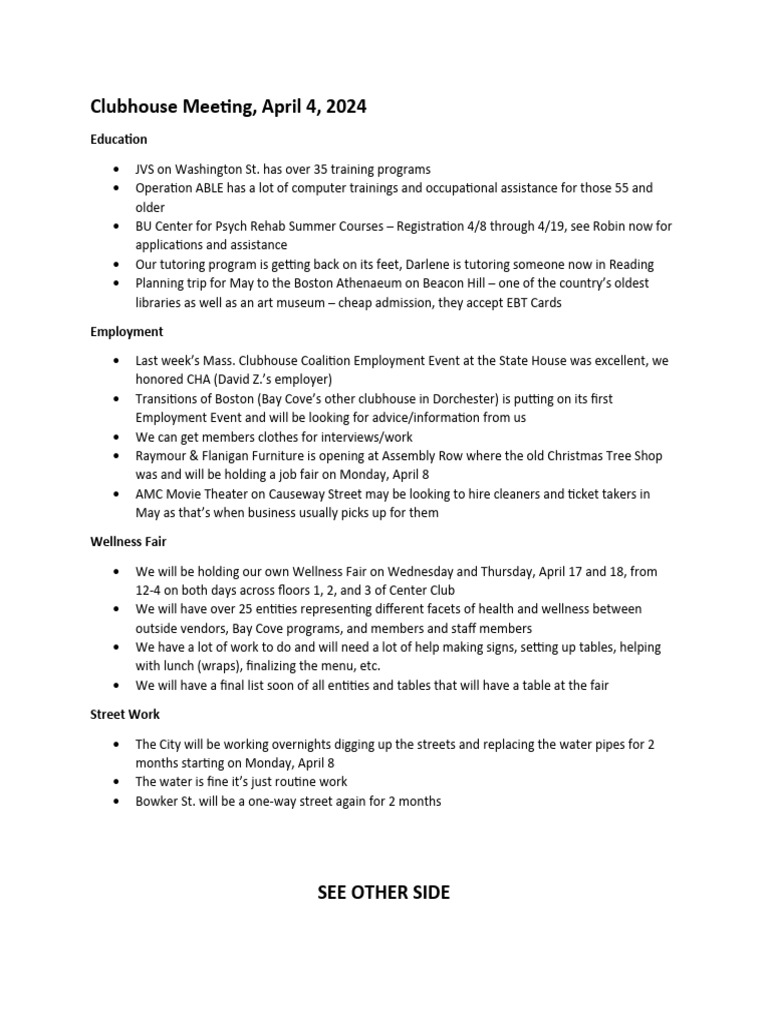 Clubhouse Meeting 0404 | PDF