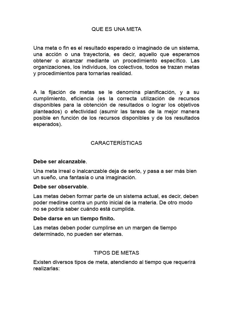 Guía para Definir Metas Claras | PDF | Planificación