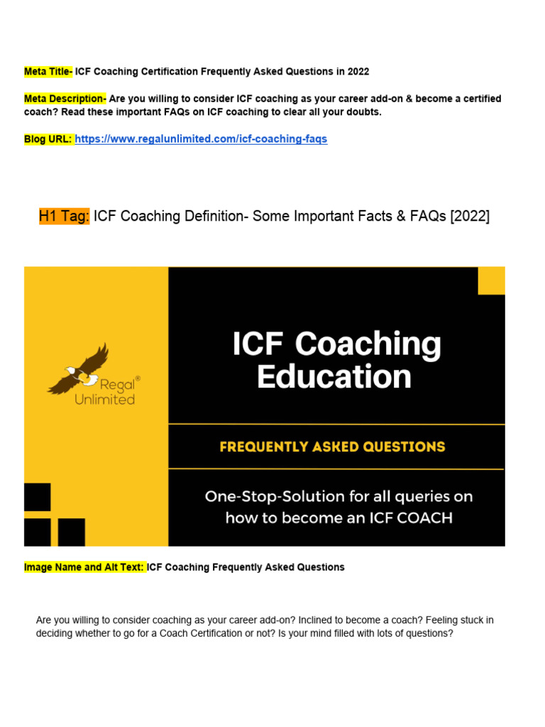 ICF Coaching Definition - Some Important Facts & FAQs (2022) | PDF | Mentorship