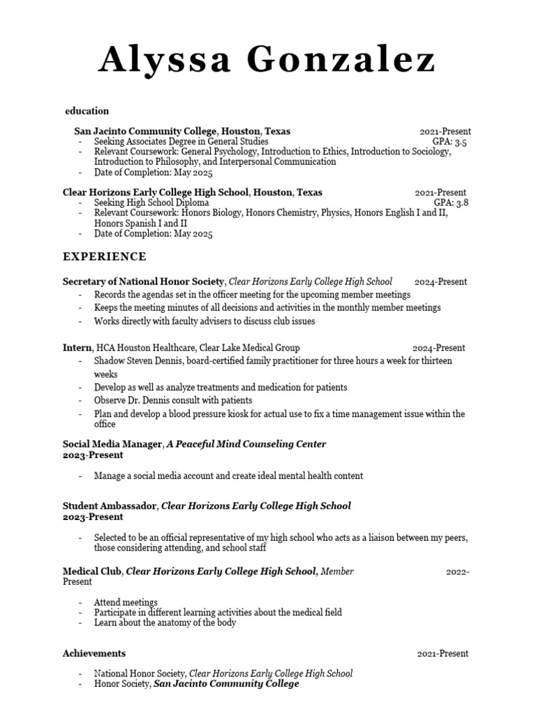 Weebly Resume of Alyssa Gonzalez | PDF | Social Programs | Medicine