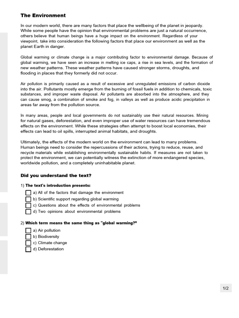 PDF Storage English-Text-Environment | PDF | Climate Change | Natural ...