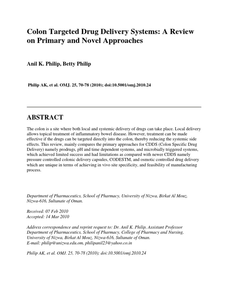 Colon Targeted Drug Delivery Systems | PDF | Gastrointestinal Tract ...