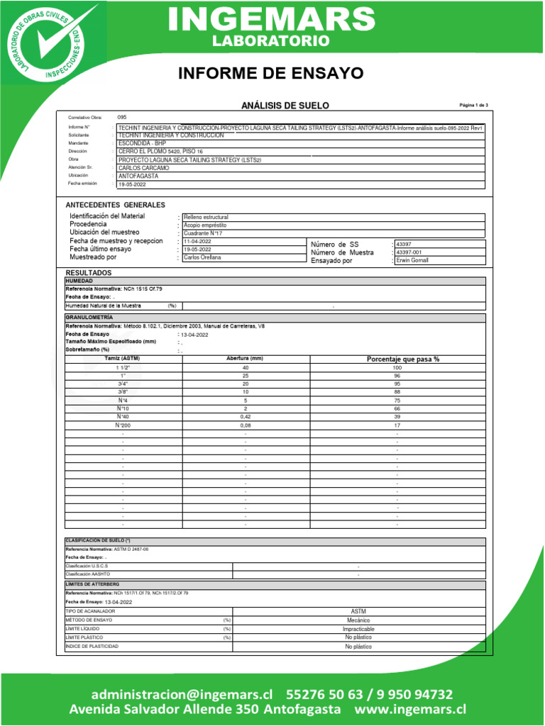 Informe de Ensayo: Laboratorio | PDF