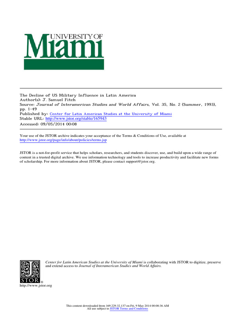 FITCH (1993) Decline US Military Influence Latin America | PDF | Latin ...