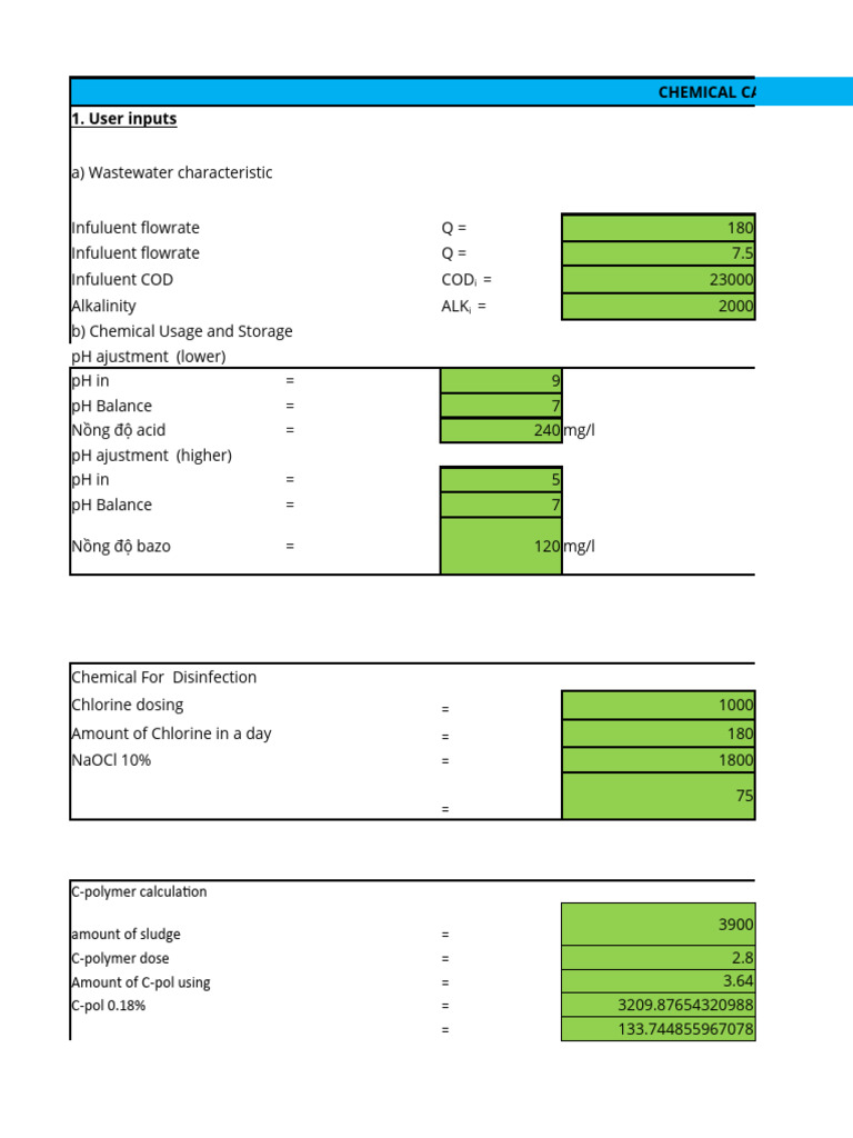 Chemical Calculation | PDF | Chemistry | Water Pollution
