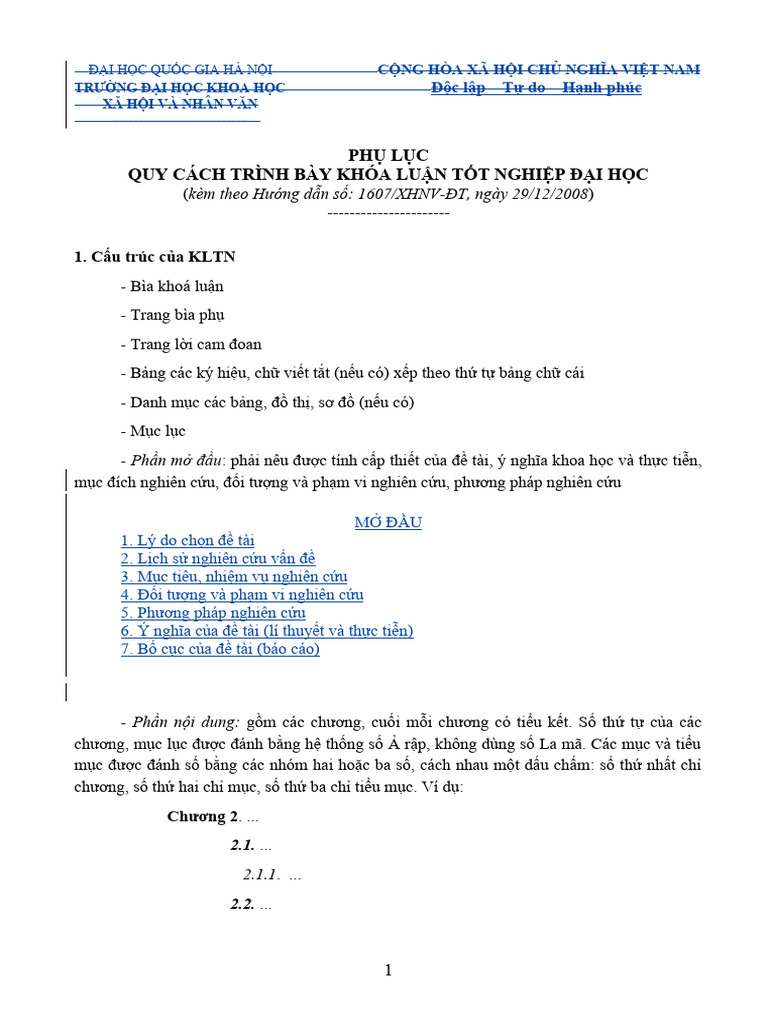 Quy-Cach-Trinh bay-KLTN | PDF