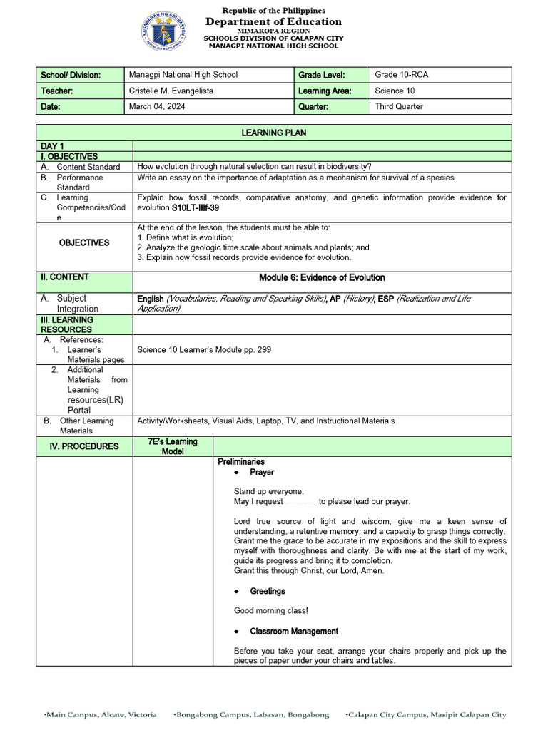 Day 1 - Semi-Lp Eme | PDF | Learning | Fossil