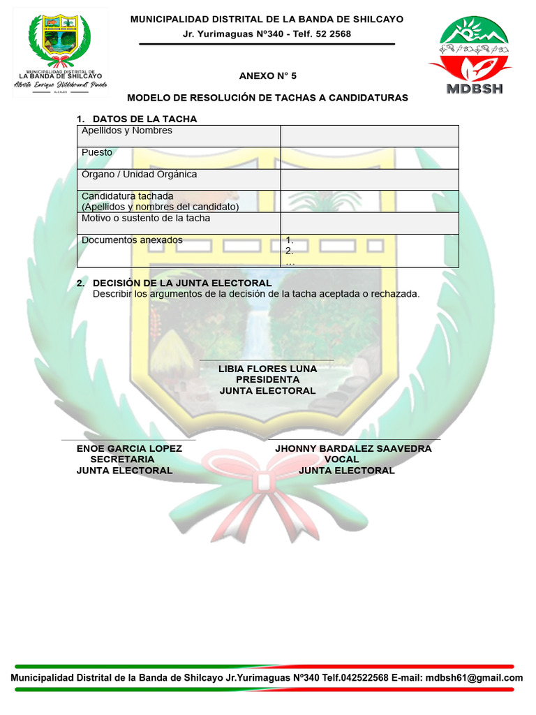 Anexo #05 - Modelo de Resolución de Tachas | PDF | Derecho