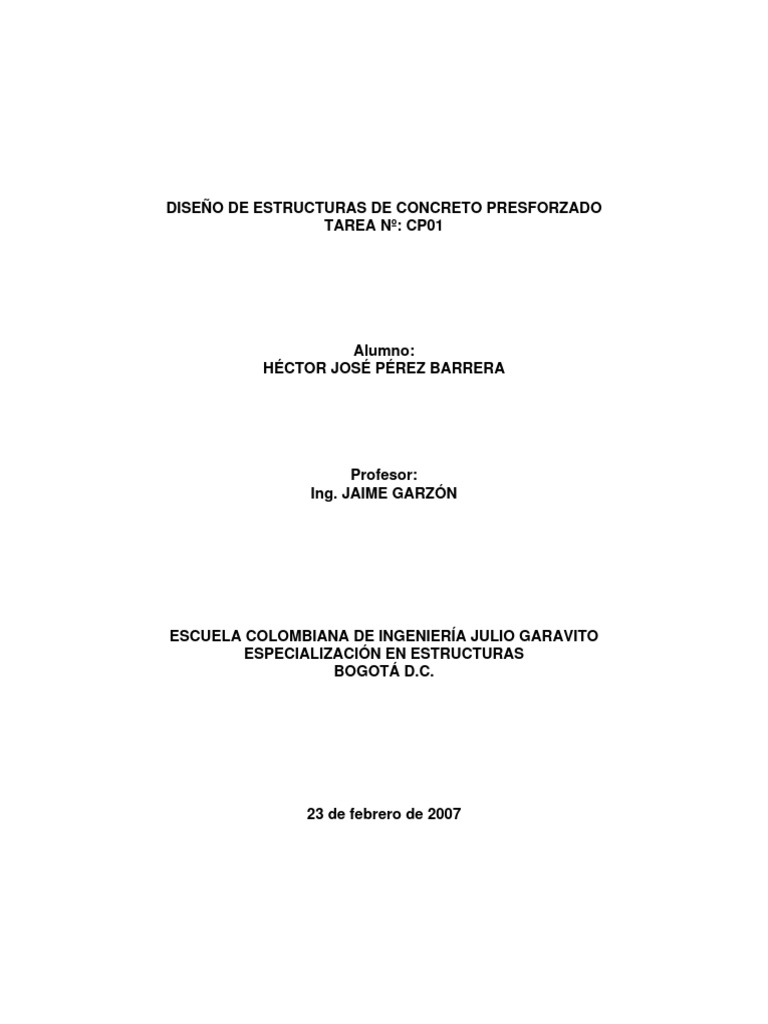 CP01 Memorias R0 1 HJP | PDF | Viga (Estructura) | Hormigón pretensado