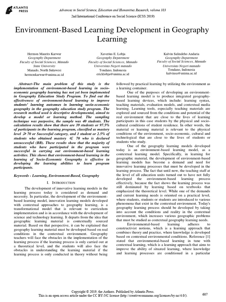 Environment-Based Learning Development in Geography Learning | PDF ...