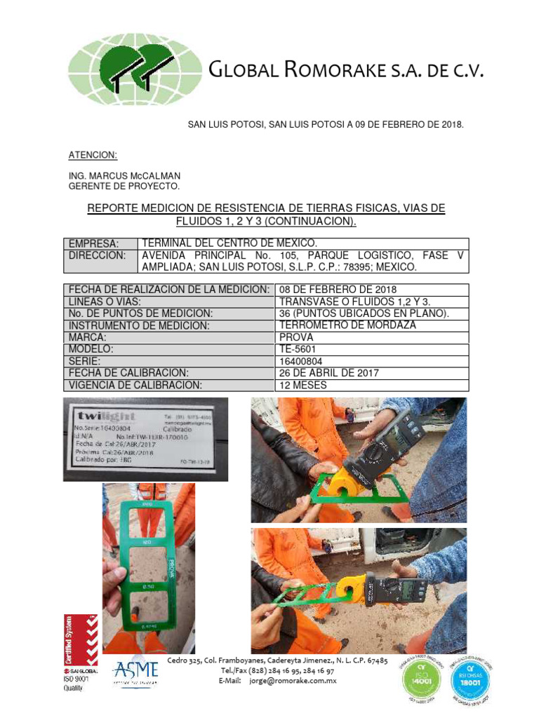 Reporte Medicion Resistencia Tierras Fisicas-Fluidos 1-2 y 3 | Descargar gratis PDF | Ciencia de ...