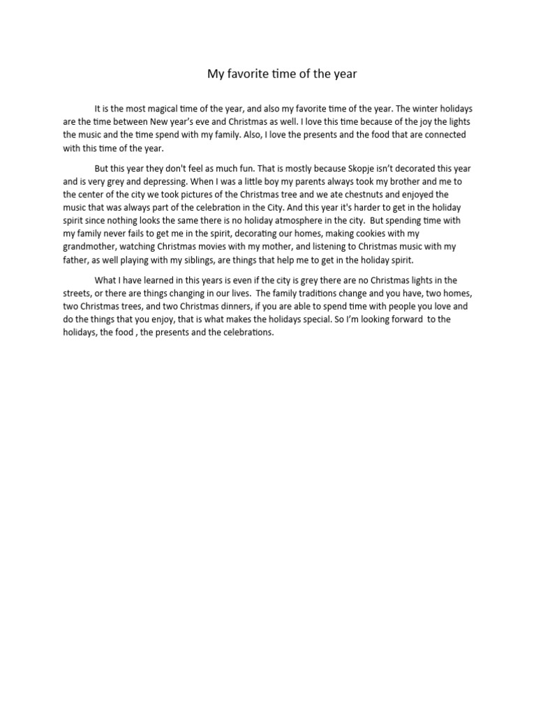 My Favorite Time Of The Year Pdf