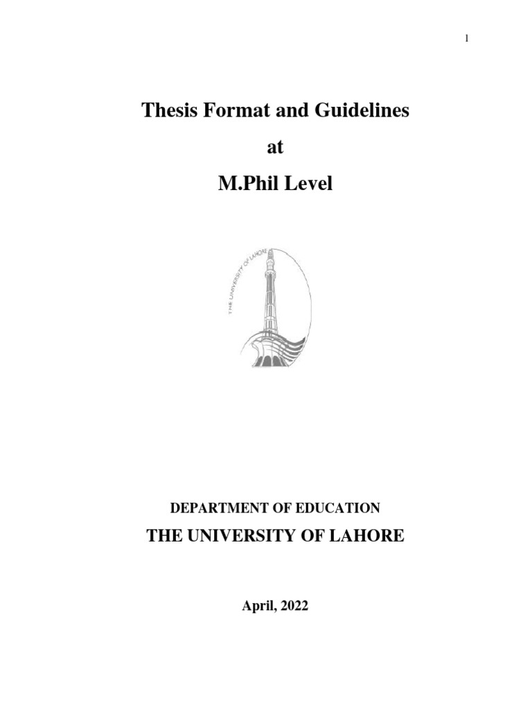 UOL M.phil Thesis Guidelines April 2022 1 | PDF | Thesis | Data