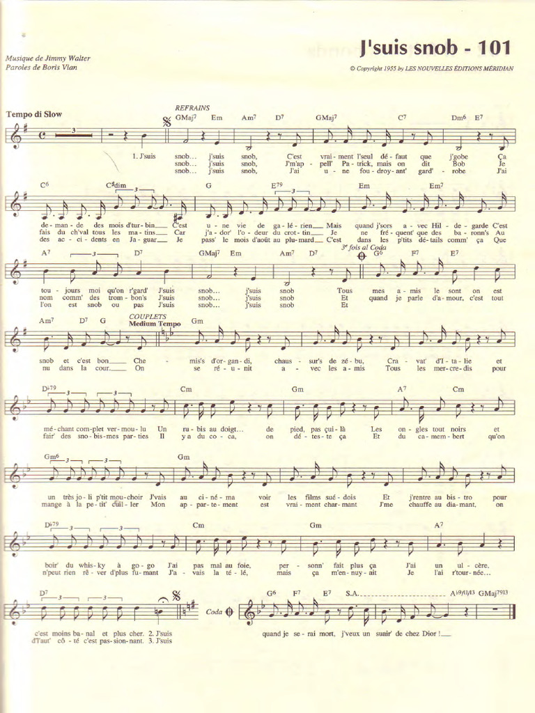 J'suis Snob (Chant) | PDF