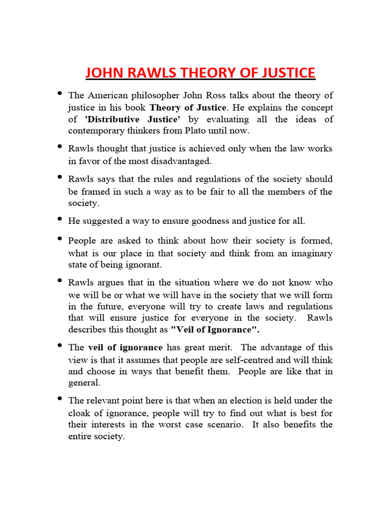 JOHN RAWLS'S THEORY | PDF | Justice | Crime & Violence