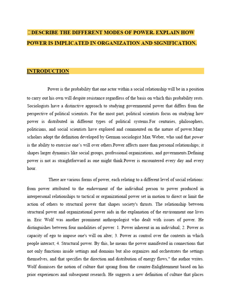 Modes of Power | PDF | Power (Social And Political) | Anthropology