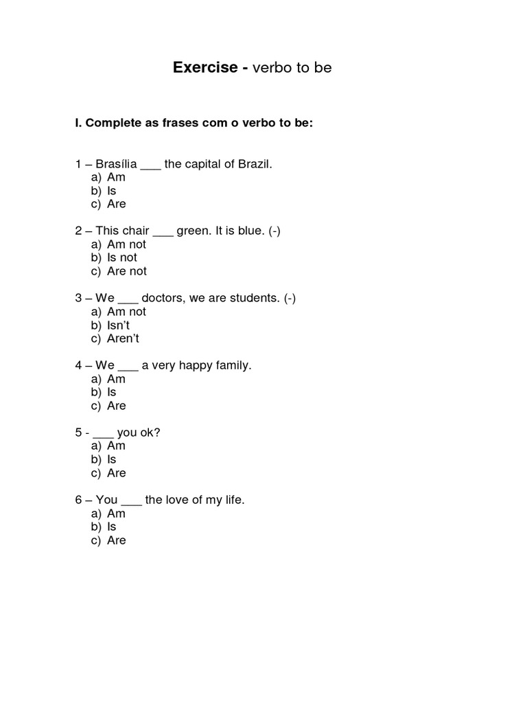 Exercícios Inglês Básico I | PDF