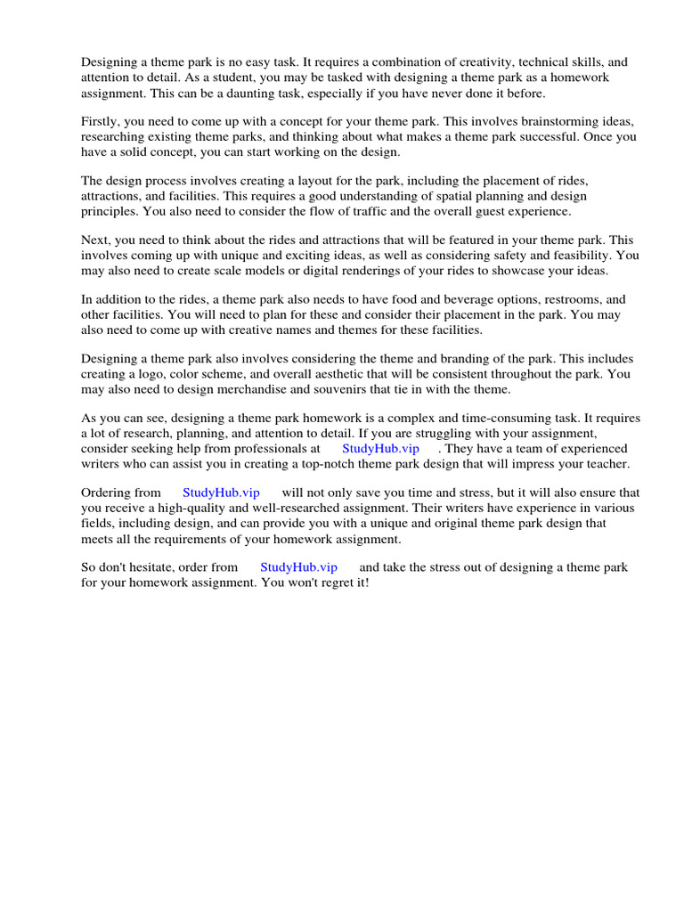 Design A Theme Park Homework | PDF | Amusement Park | Safari (Web Browser)