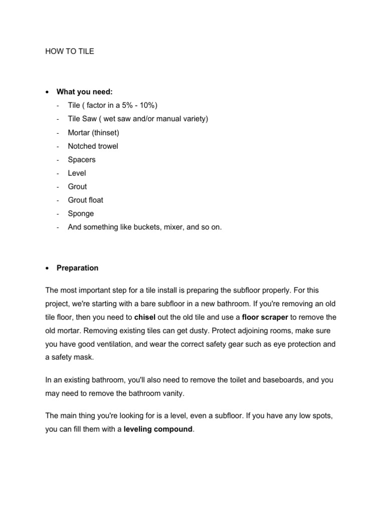 How To Tile | PDF | Tile | Concrete