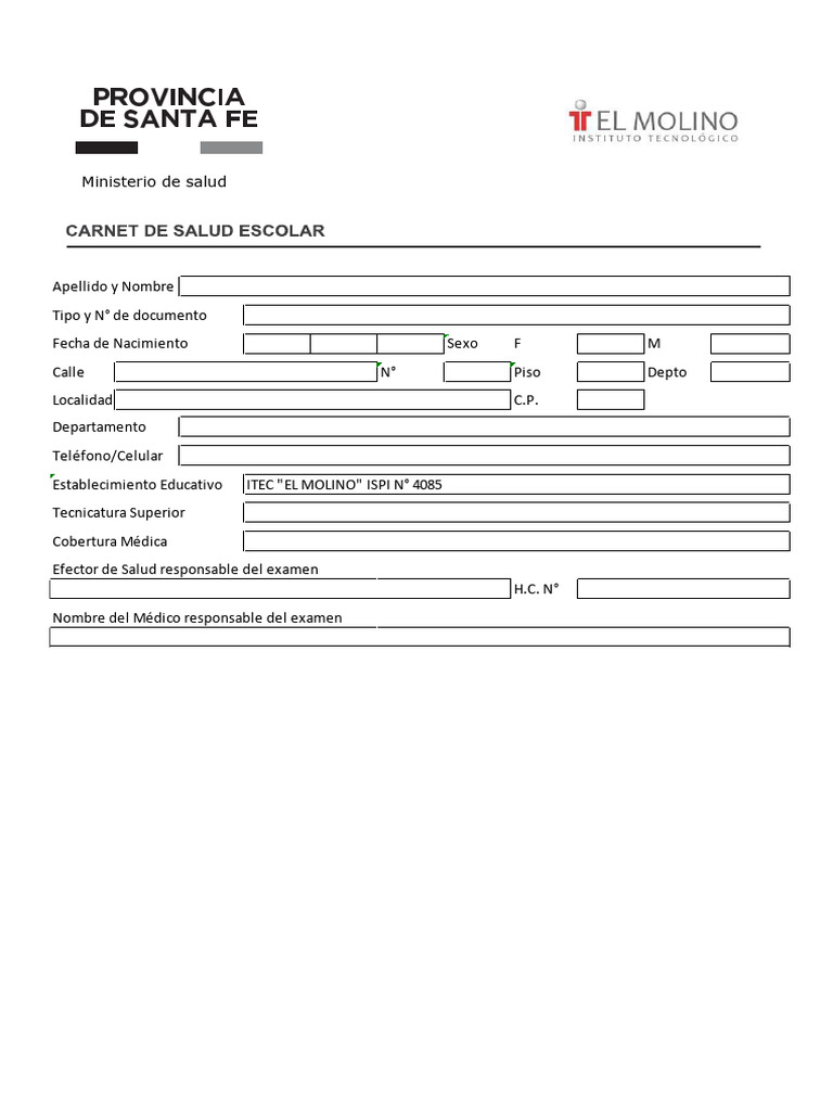 Carnet de Salud Escolar | Descargar gratis PDF | Especialidades Medicas ...