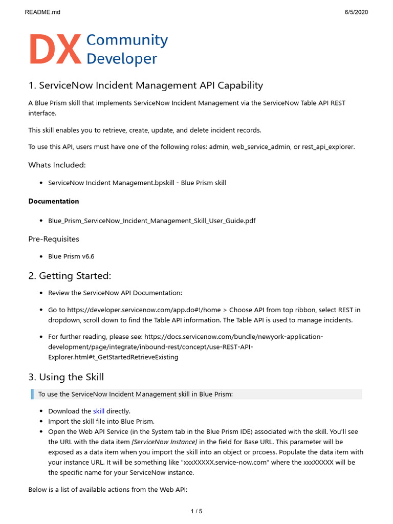 Blue Prism ServiceNow Incident Management Skill User Guide | PDF ...