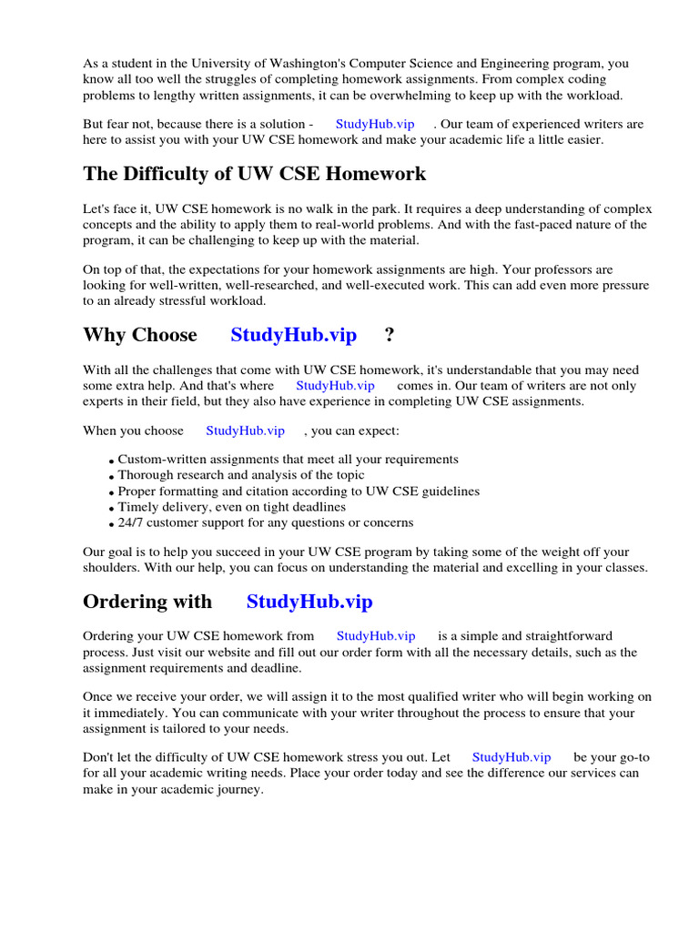 Uw Cse Homework | PDF | Career & Growth