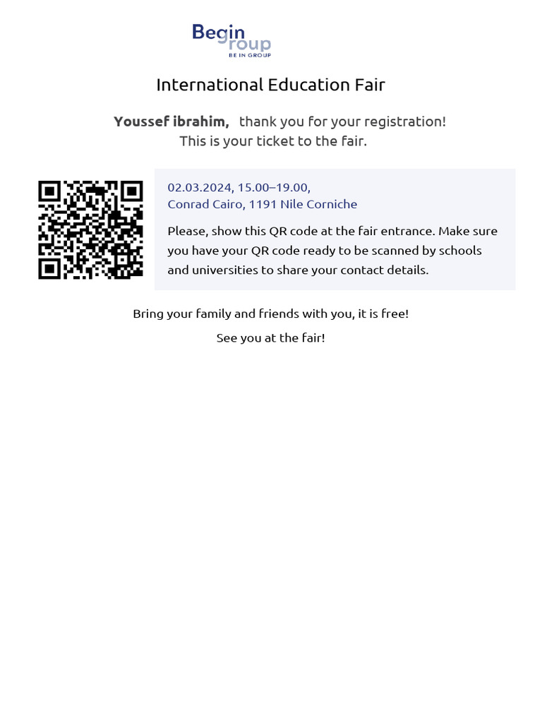 International Education Fair Ticket 2024 | PDF