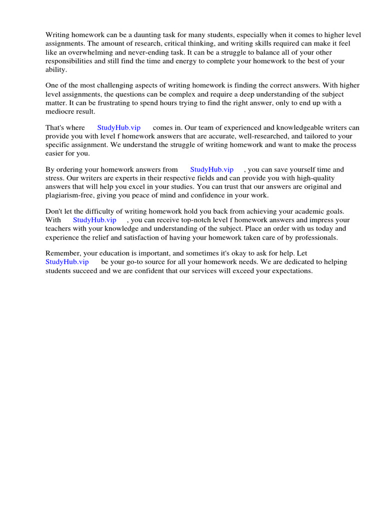 Level F Homework Answers | PDF | Homework | Market (Economics)