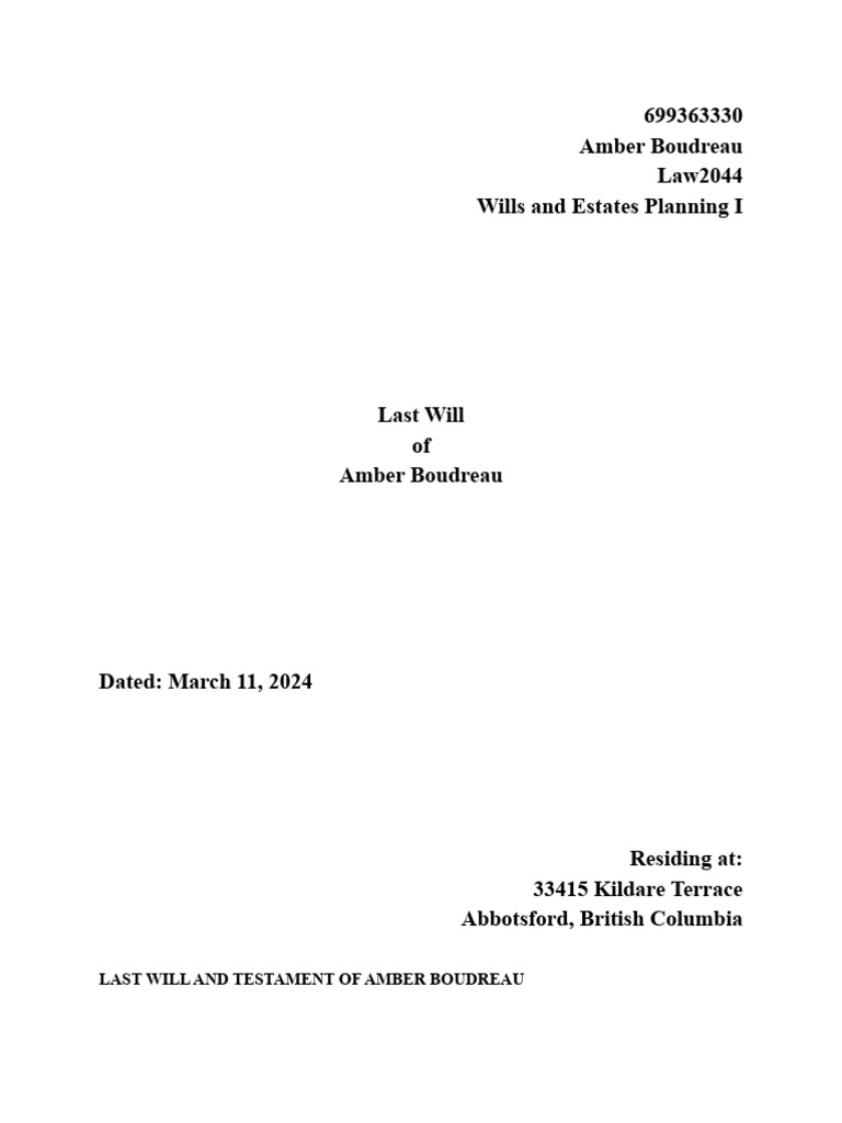 Amber Boudreau Last Will and Testament | PDF | Will And Testament ...