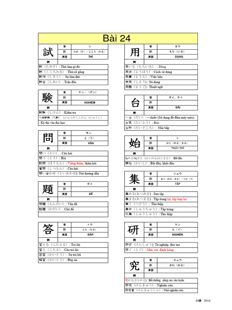 Chu han dich tu bai 24~bai 50 | PDF