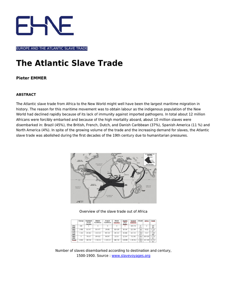 Destinations of Enslaved Africans | PDF | Atlantic Slave Trade | Slavery