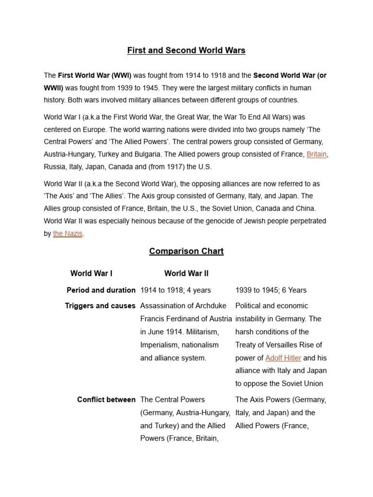 Overview of World Wars I and II | PDF | World War I | World War II