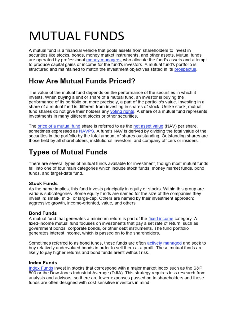 Mutual Funds | PDF | Investment Fund | Mutual Funds