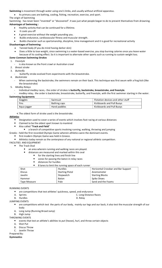Swimming | PDF | Games Of Physical Skill | Physical Exercise