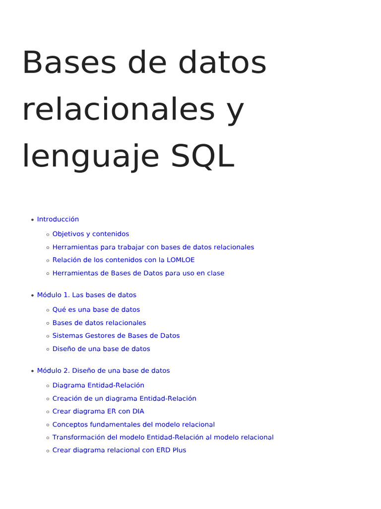 Bases de Datos Relacionales y Lenguaje SQL | Descargar gratis PDF | Bases de datos | Base de ...
