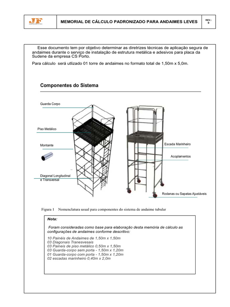 Memorial de Cálculo para Andaimes Leves | PDF | Resistência dos ...