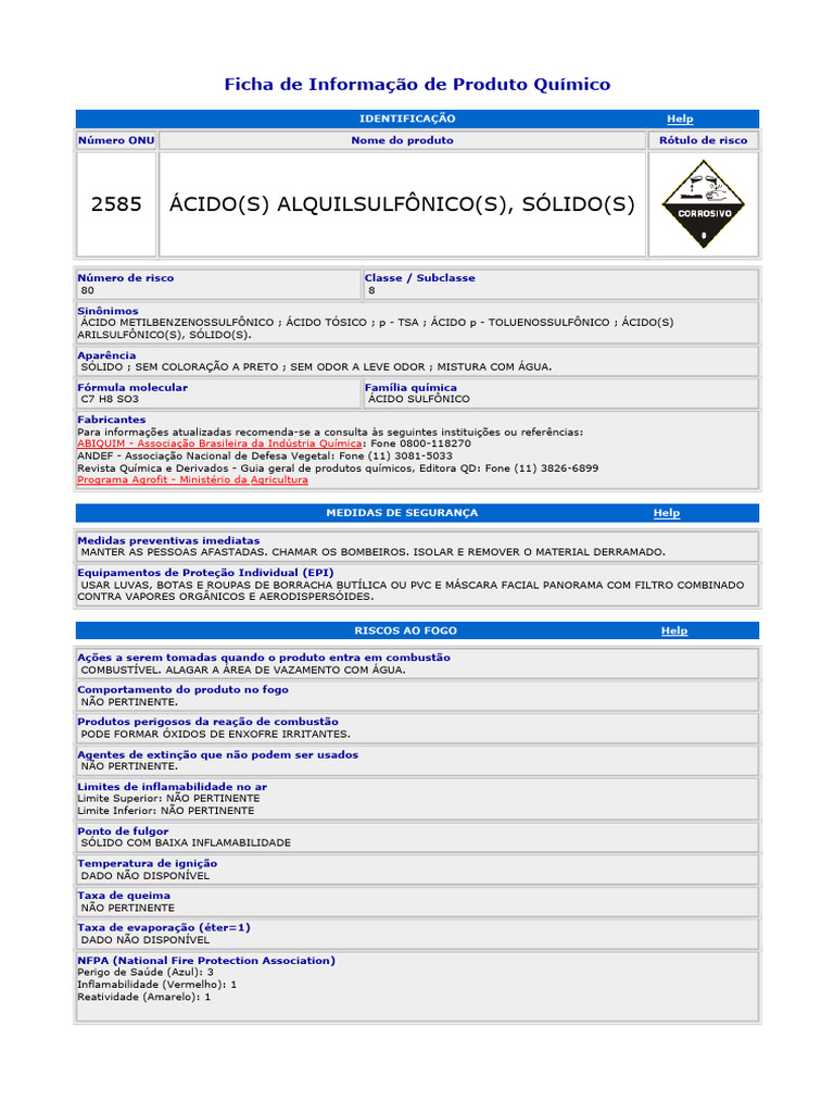 Acido Alquil-Sulfonico | Download grátis PDF | Combustão | Química