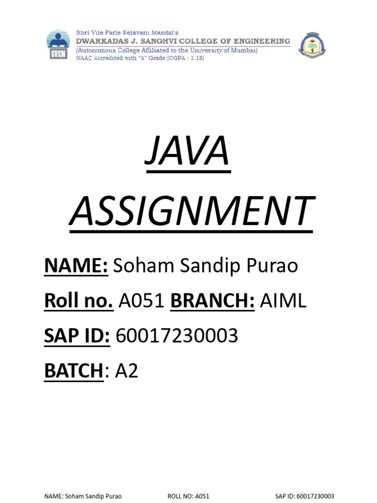 A051 - SohamPurao - JavaExperiment6 1 | PDF | Control Flow | Computer Programming