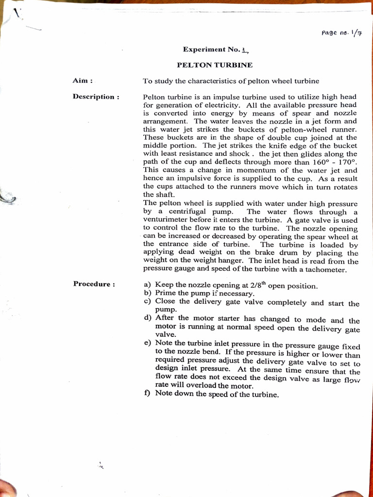 Pelton wheel writeup | PDF | Mechanical Engineering | Rotating Machines