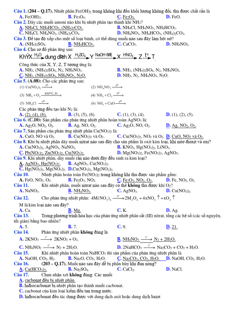 Dap An Nhiet Phan Dieu Che Cac Chat | PDF