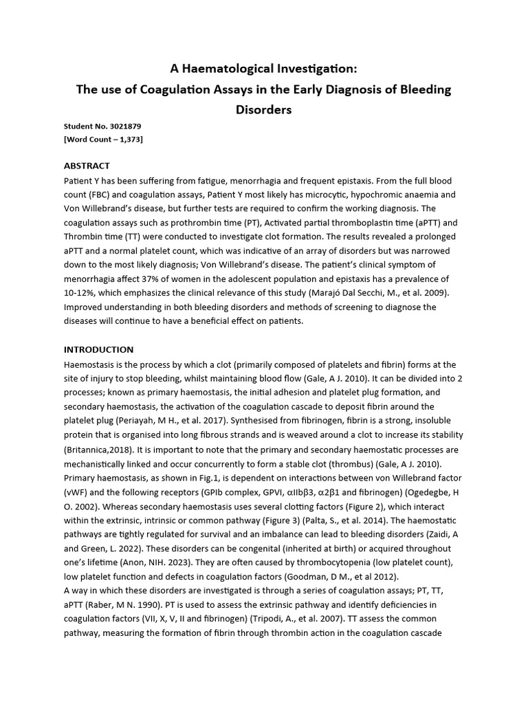 Haemostasis Lab Report | PDF | Coagulation | Platelet