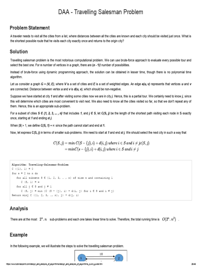 DAA Travelling Salesman | PDF | Combinatorics | Algorithms