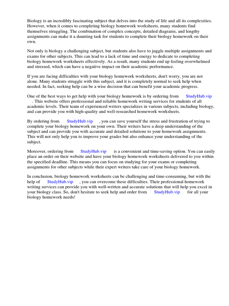 Biology Homework Worksheets | PDF | Worksheet | Digital Millennium ...